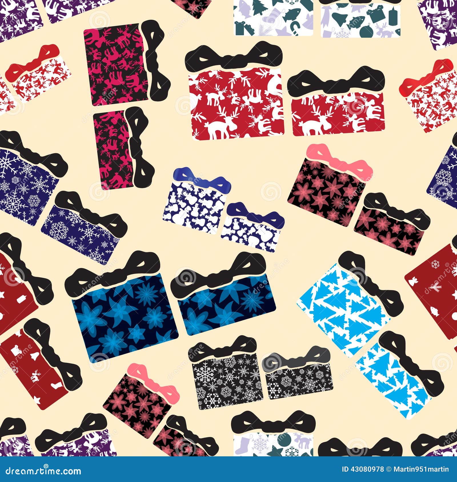 Christmas Textured Packages Gifts Seamless Pattern Stock Vector ...