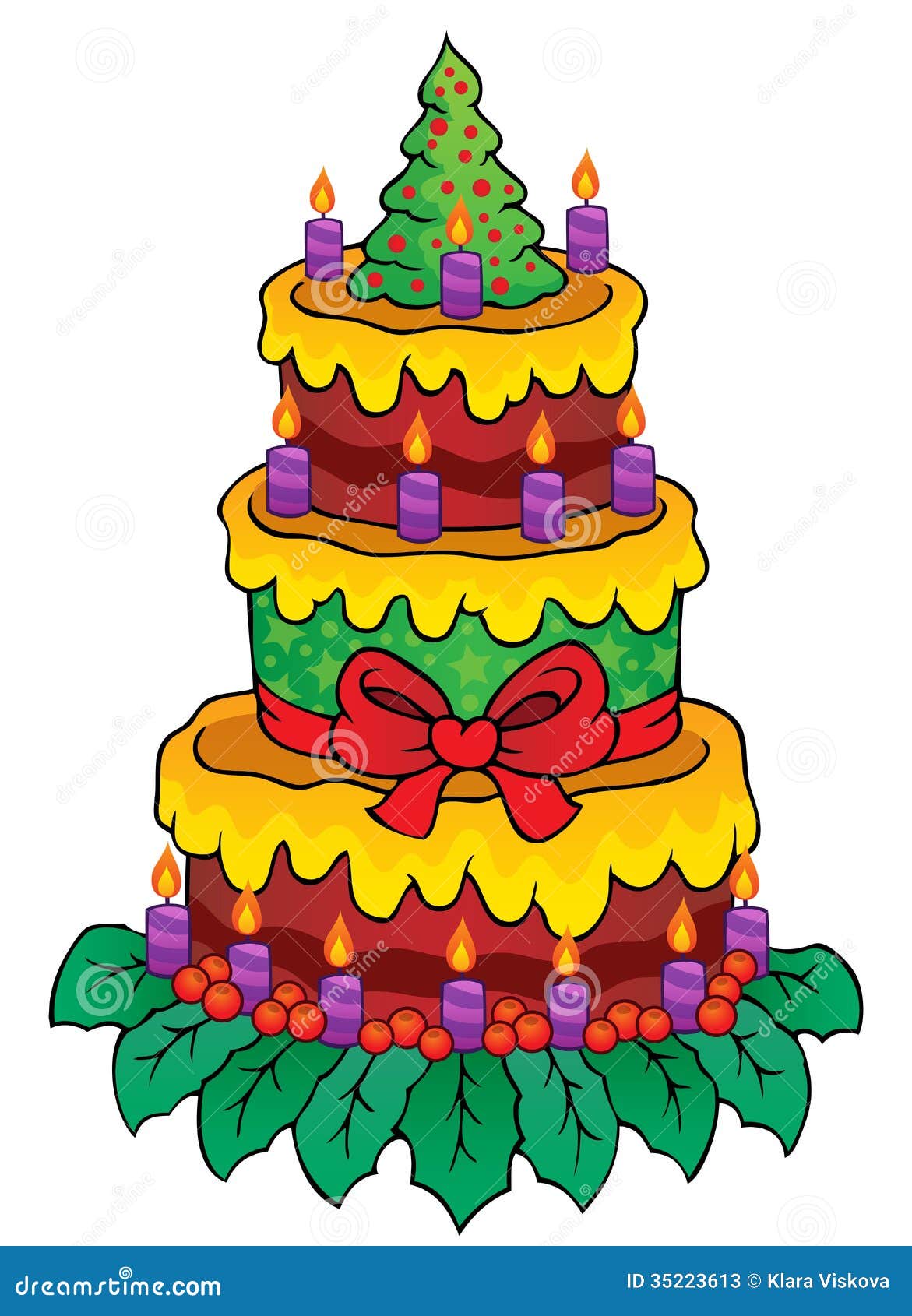 Christmas Theme Cake Image 1 Stock Vector - Illustration of candles ...