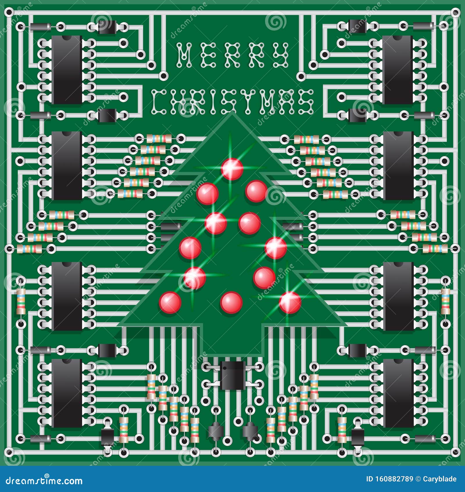 The Electronic Board in the Form of a Christmas Tree. Stock Vector ...