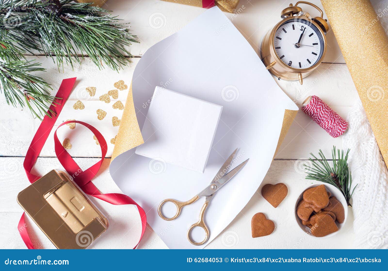 Christmas Theme. Gift Wrapping Process Stock Image - Image of presents ...