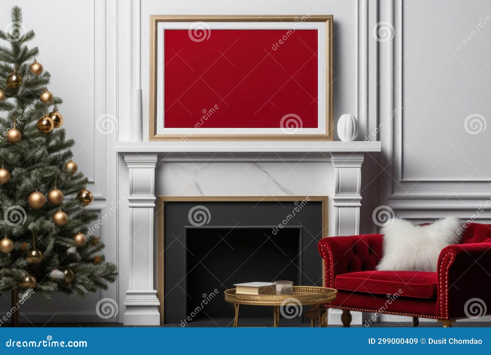Christmas Theme Red Frame Mockups. Generative AI Stock Image - Image of ...