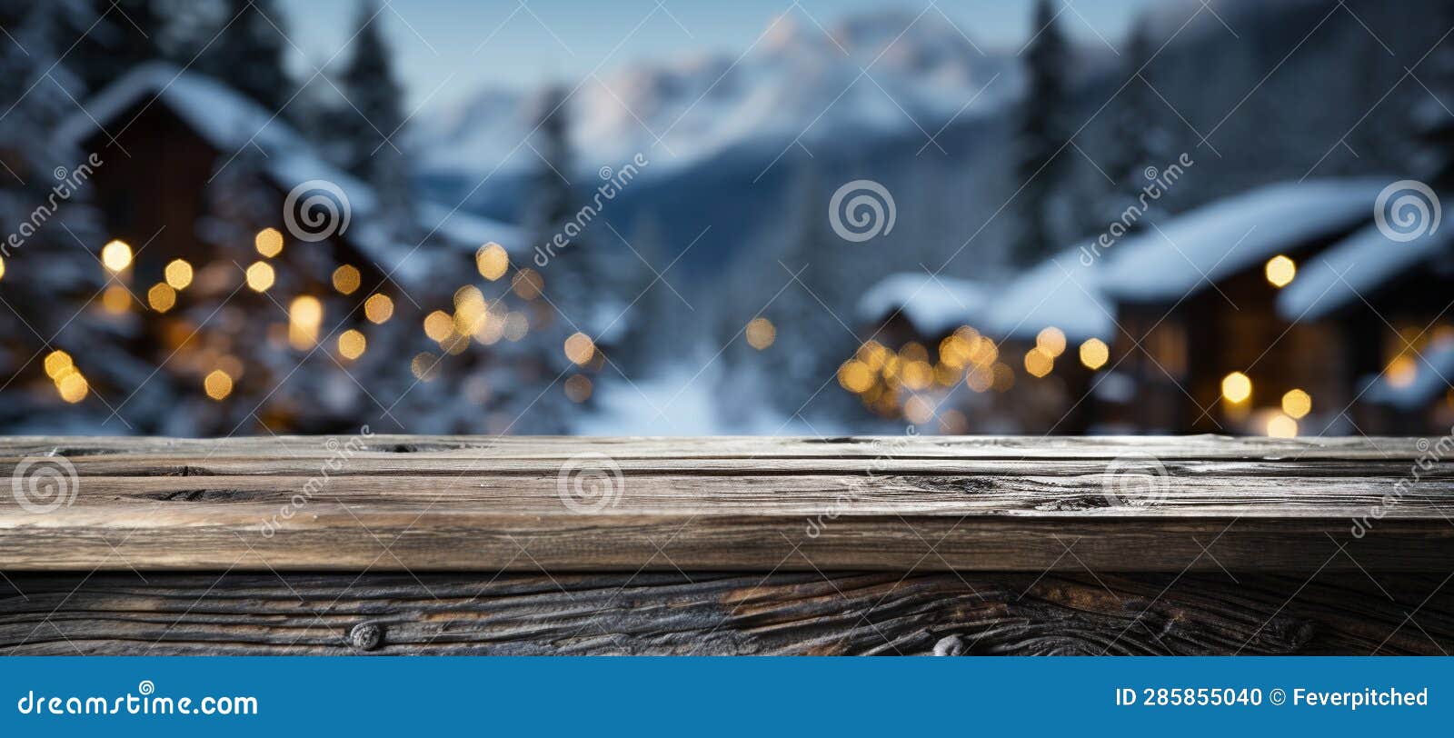 Ski Lodge Themed Decorative Empty Wooden Base for Product Item or Text ...