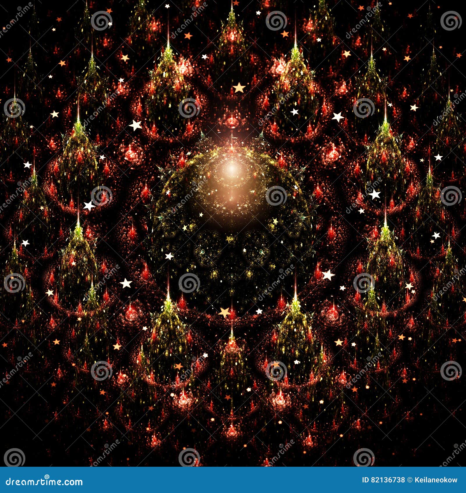 Christmas Themed Fractal Trees Stock Illustration - Illustration of ...