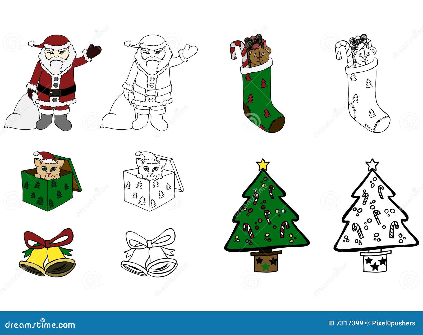 Christmas Themed Isolated Vector Sketches Stock Vector - Illustration ...