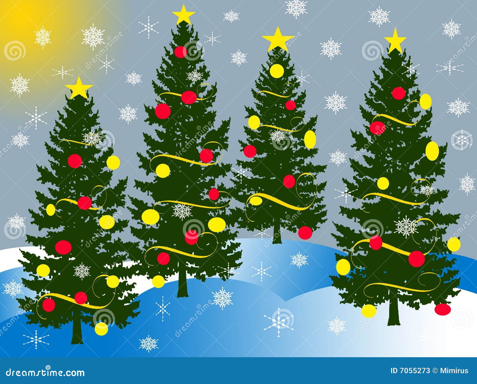 Christmas threes stock illustration. Illustration of colorful - 7055273