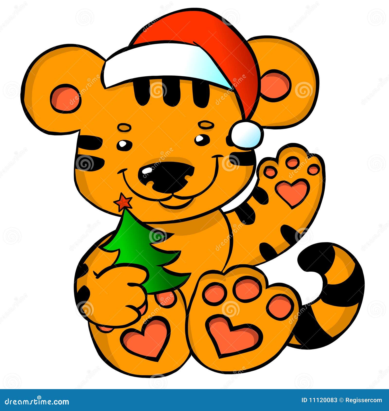 Christmas Tiger stock illustration. Illustration of happy - 11120083
