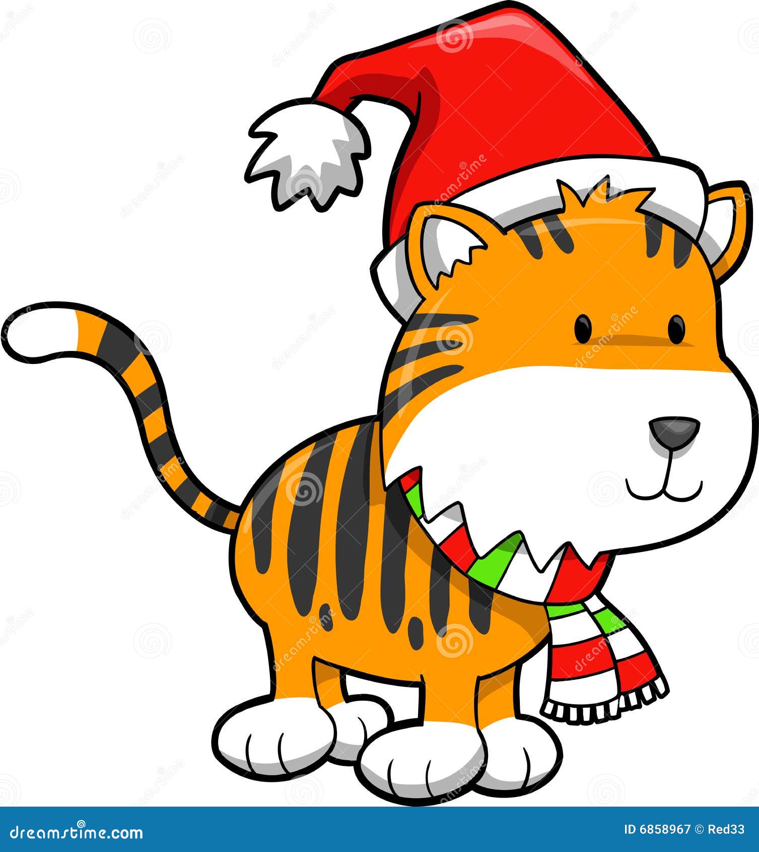 Christmas Tiger Vector stock vector. Illustration of africa - 6858967