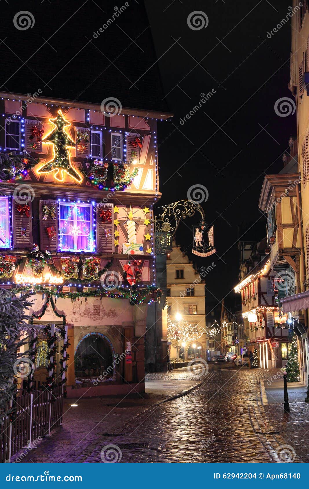 Christmas time in Alsace stock photo. Image of belfry - 62942204