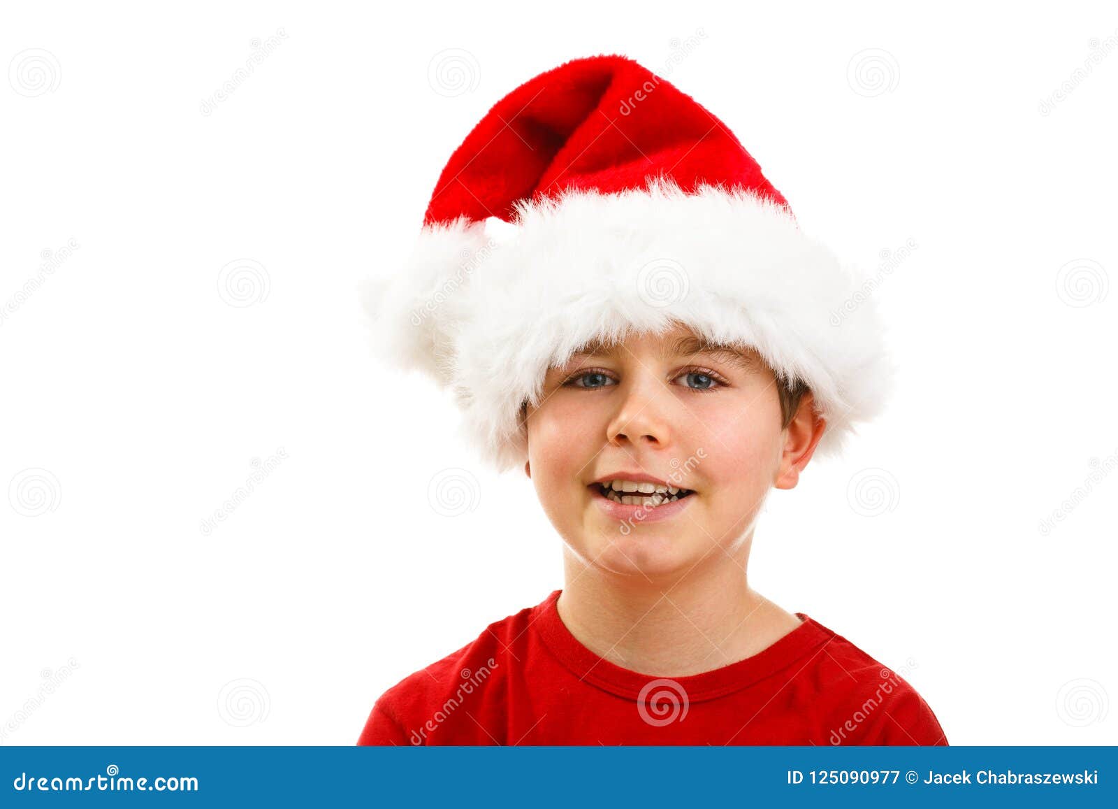 Christmas Time - Boy with Santa Claus Hat Stock Image - Image of wear ...