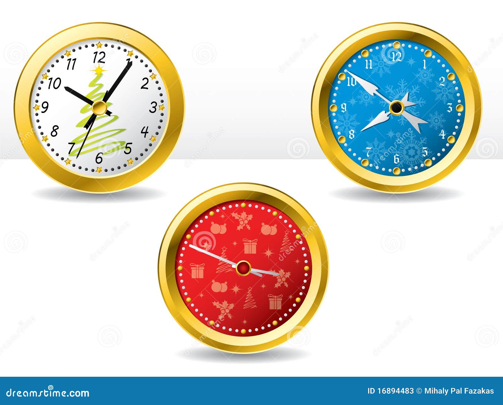Christmas time clocks stock vector. Illustration of record - 16894483