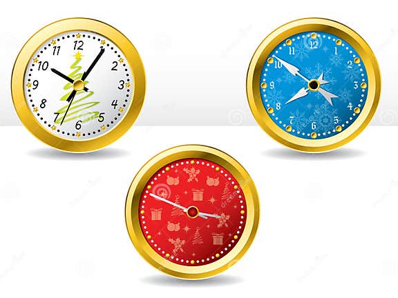 Christmas time clocks stock vector. Illustration of record - 16894483