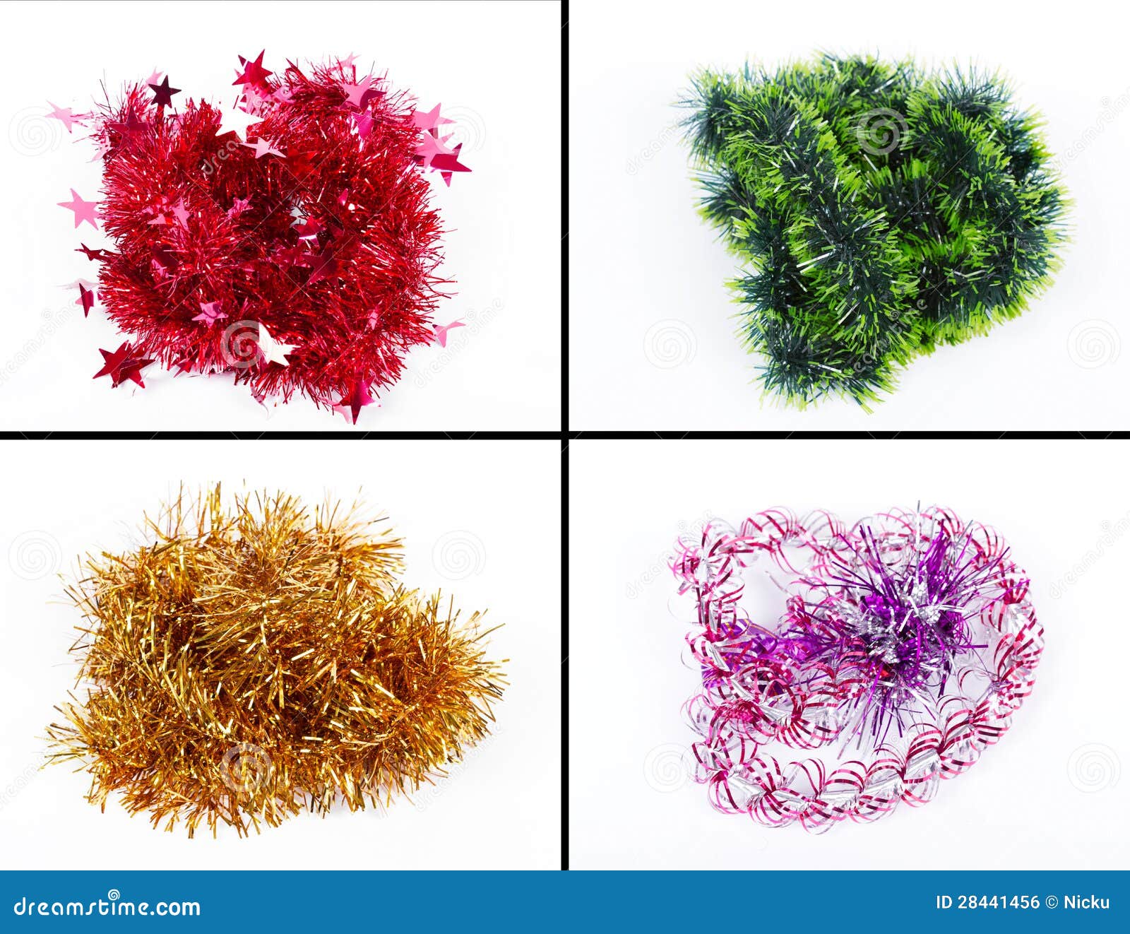 Christmas Tinsel Types Collage Stock Photo - Image of gold, shinny ...