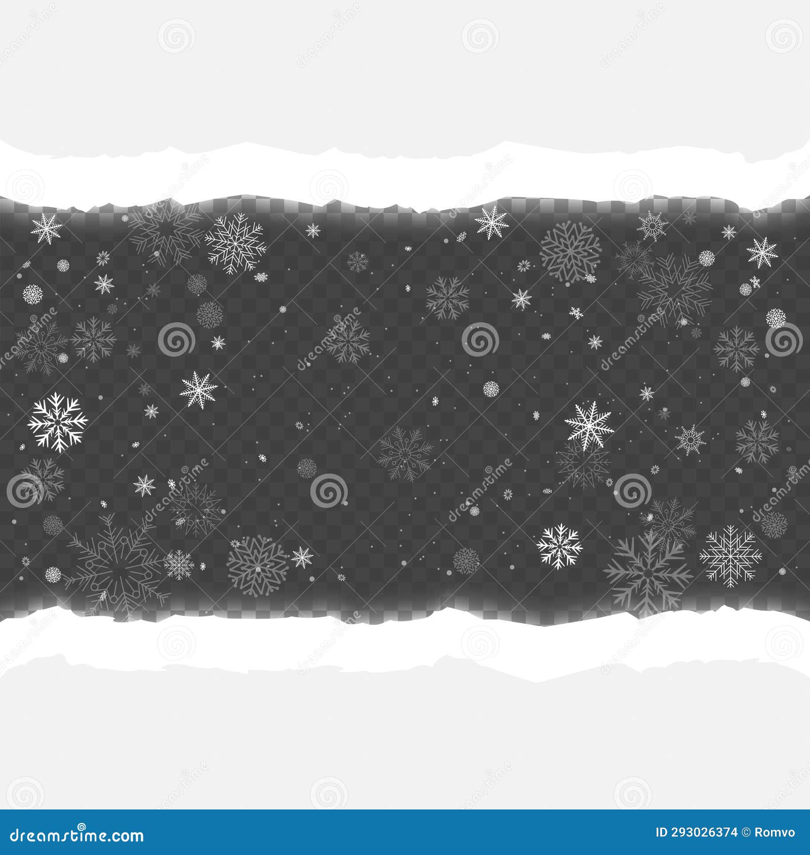 Christmas Torn Paper Backdrop with Falling Snow Stock Vector ...