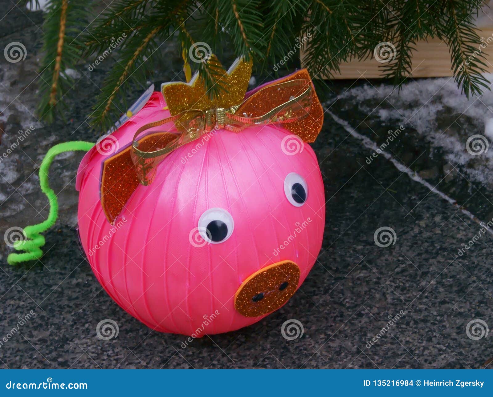Christmas Toy Pig Under the Tree Stock Photo - Image of toys, pink ...