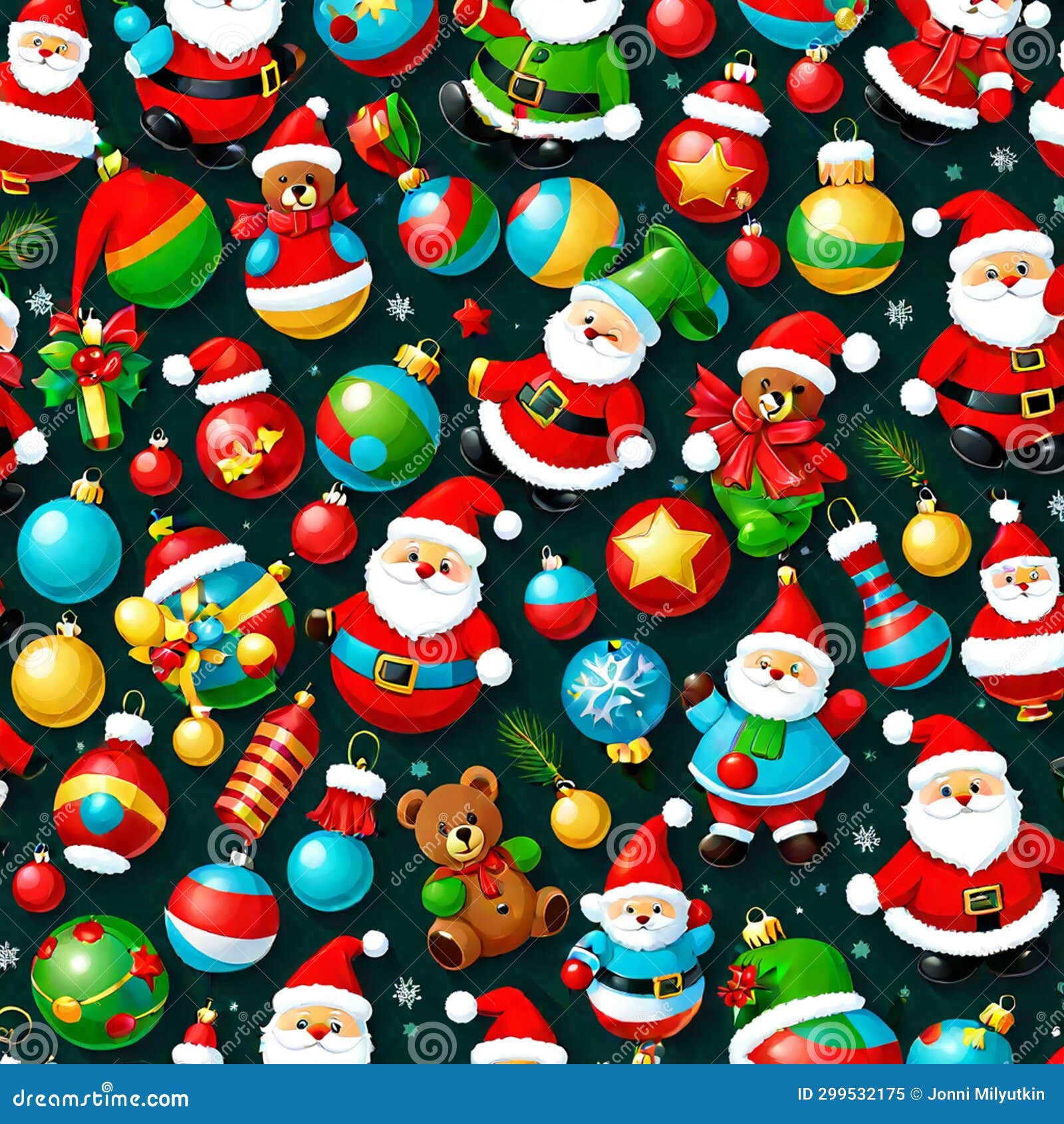 Christmas Toys, Seamless Pattern Stock Illustration - Illustration of ...