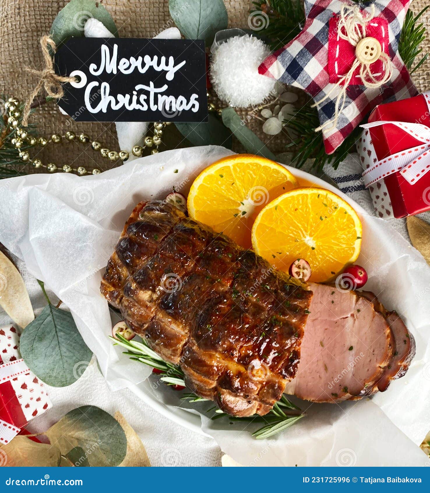 Christmas traditional ham stock photo. Image of celebration - 231725996