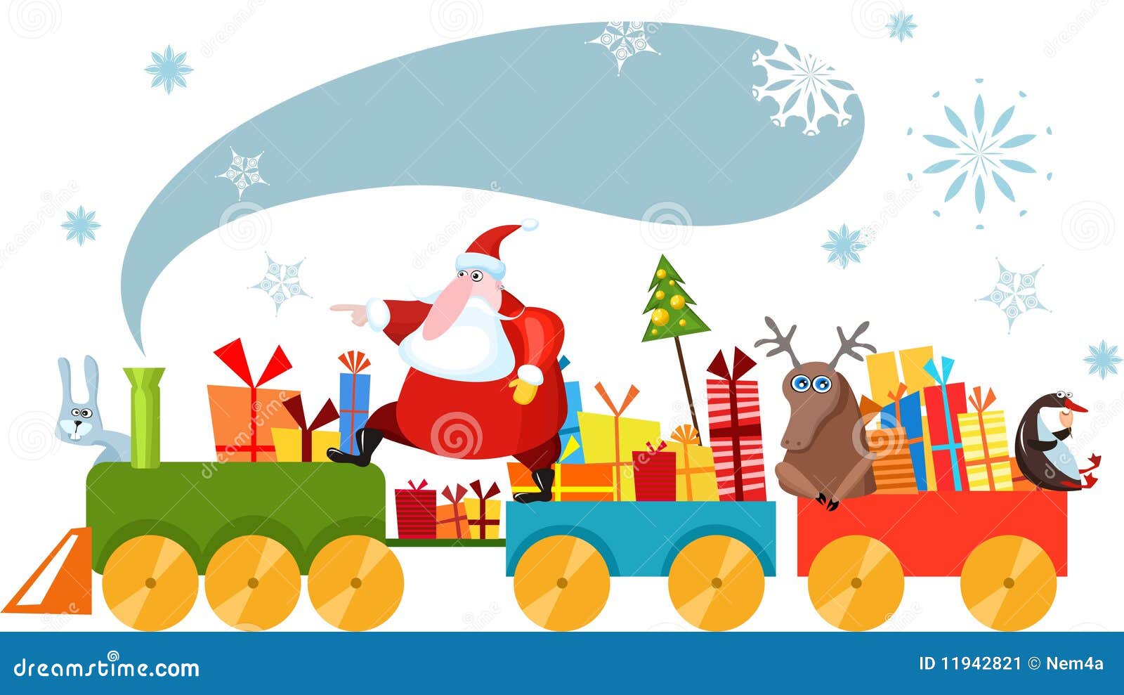 Christmas train stock vector. Illustration of night, painting - 11942821