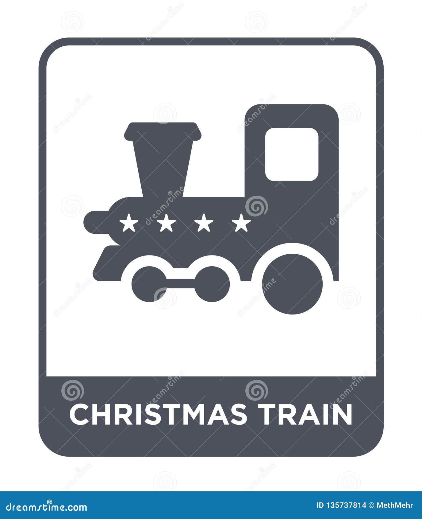 Christmas Train Icon in Trendy Design Style. Christmas Train Icon ...