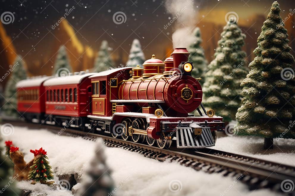 Christmas Train Miniature, AI Generative Stock Photo - Image of ...