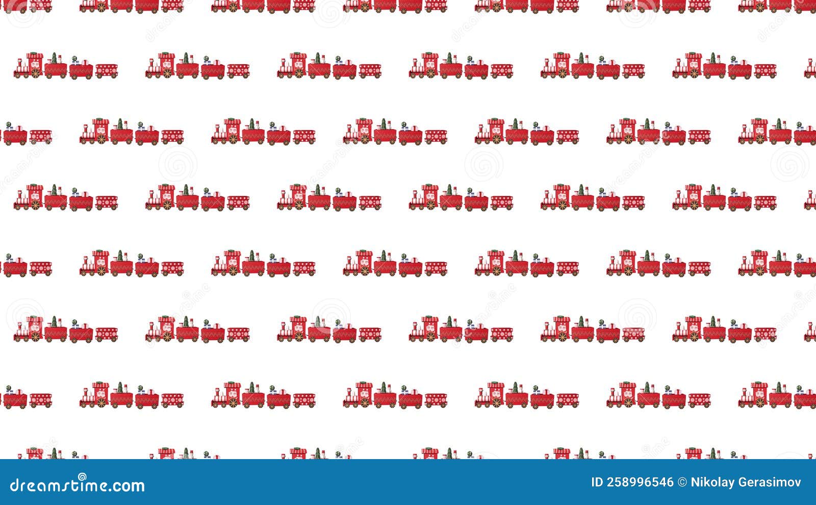 Christmas Train Pattern on a White Background 3d-rendering Stock ...