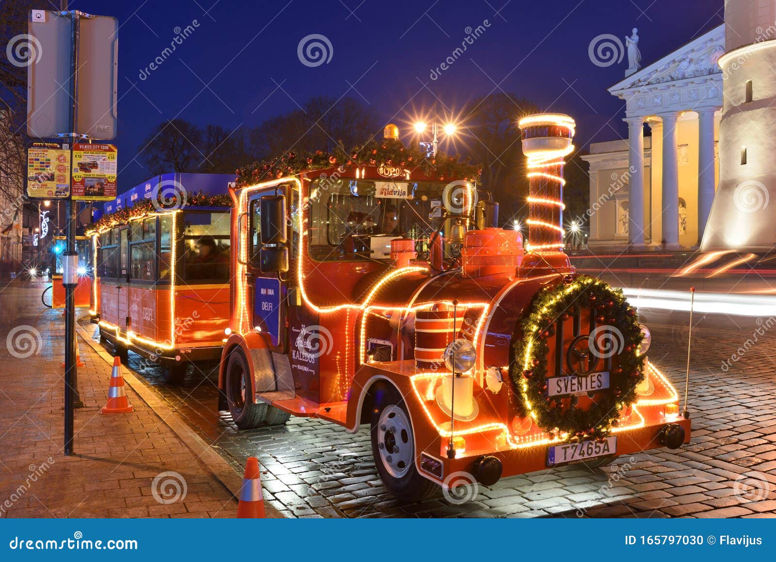 Christmas Train in Vilnius Old Town Editorial Image - Image of cones ...