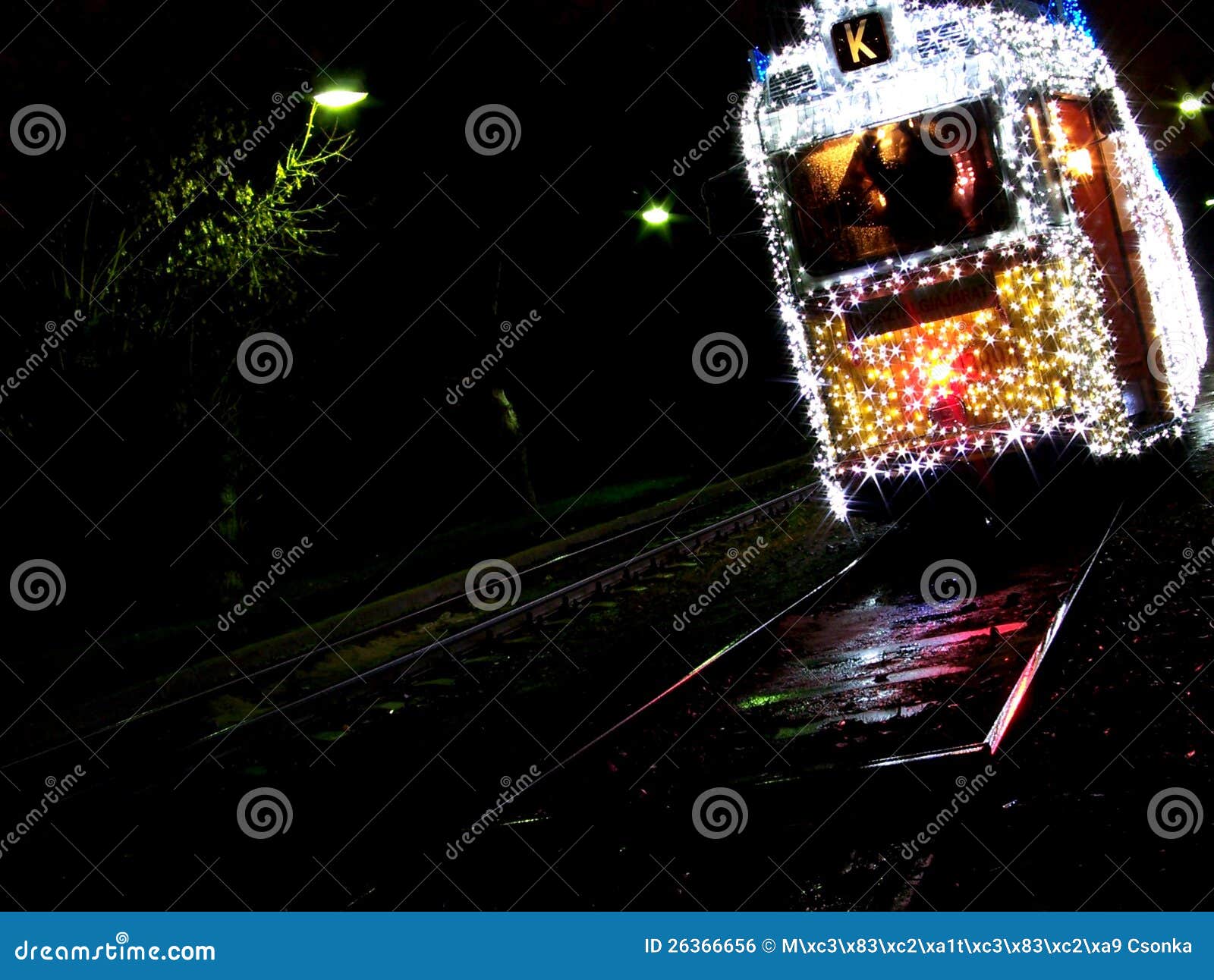 Christmas tram in Budapest stock photo. Image of lightened - 26366656