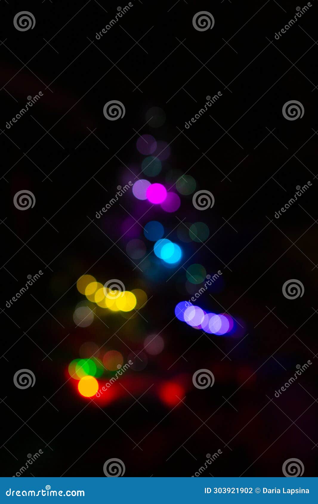 Christmas Tree Abstract Blurred Silhouett on Black Background. Multi ...
