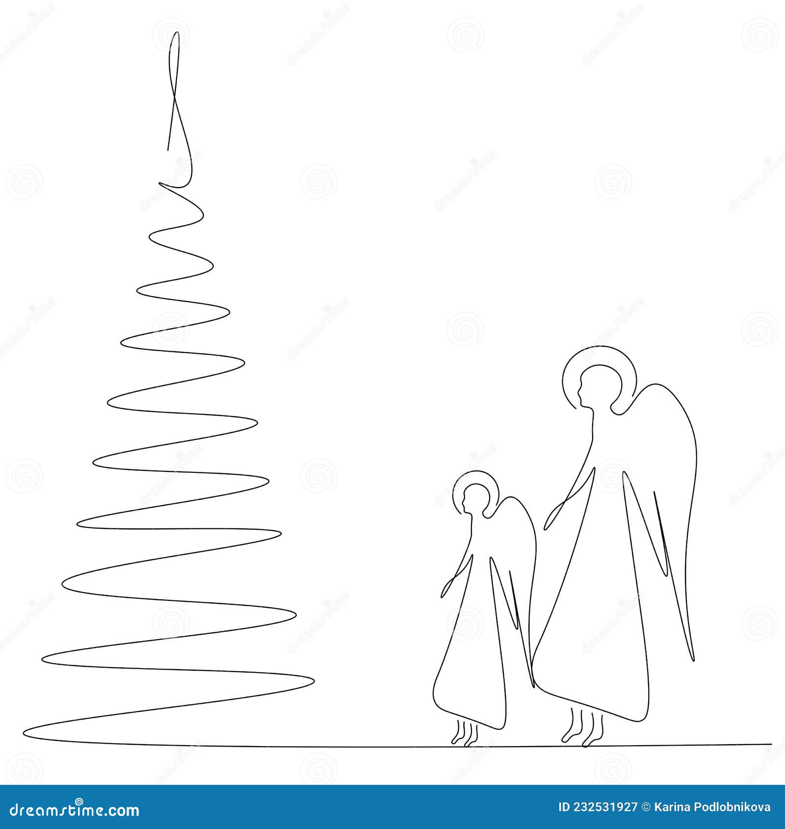 Christmas Tree and Angels, Vector Illustration Stock Vector ...