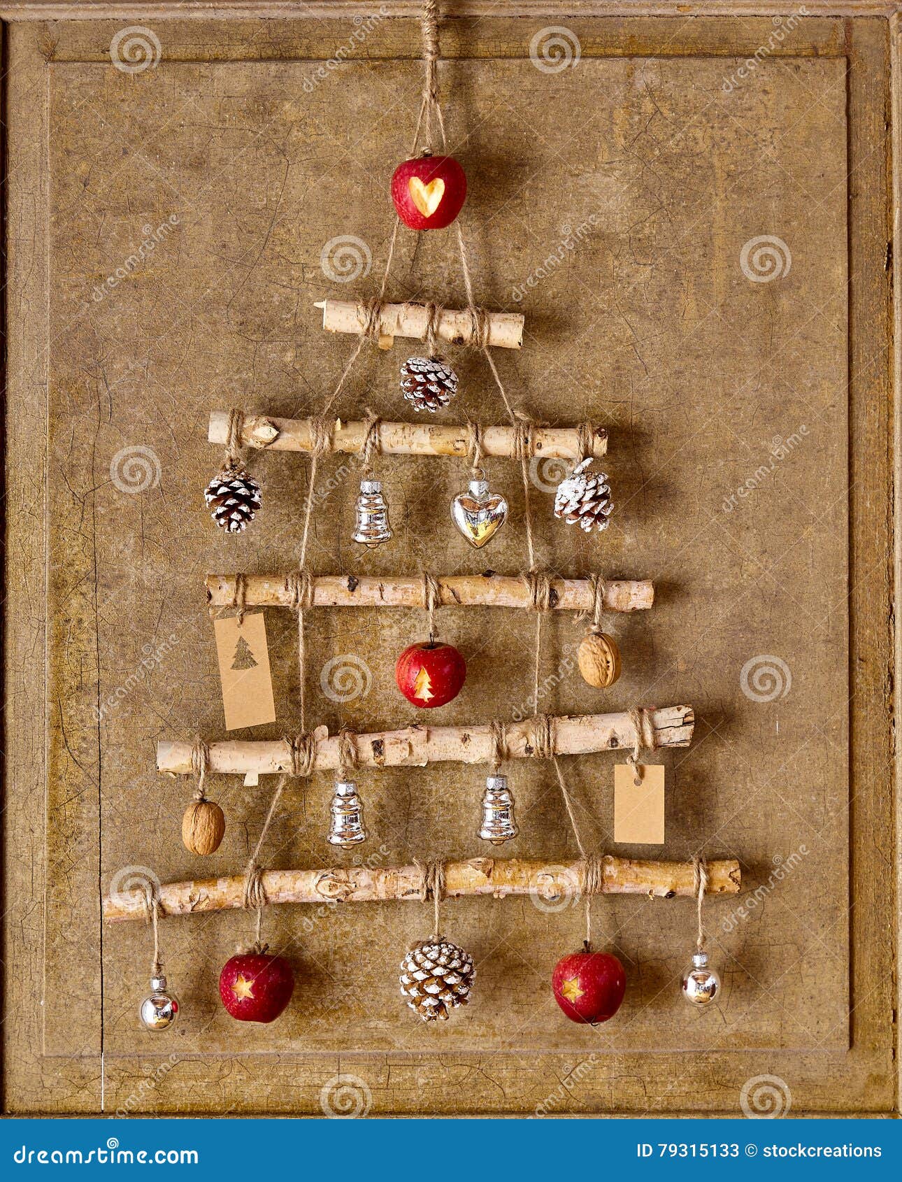 Christmas Tree Artwork Made from Natural Objects Stock Image - Image of ...