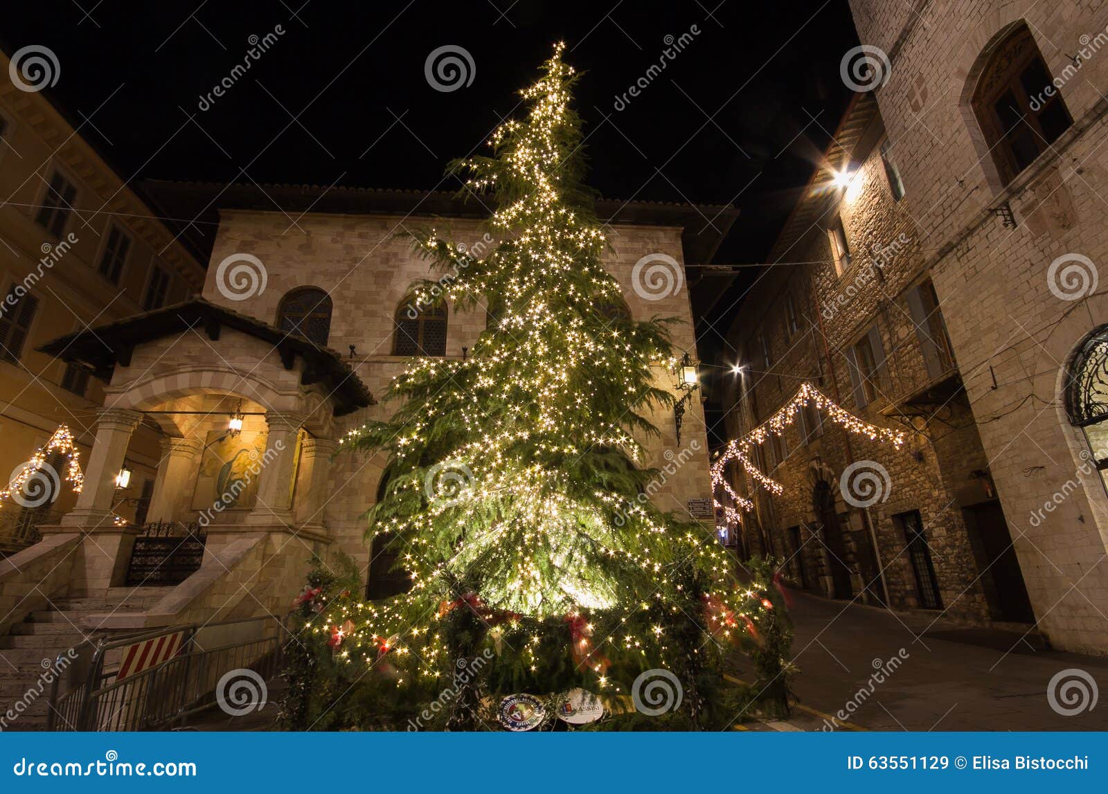 Christmas tree in Assisi editorial stock image. Image of exterior ...