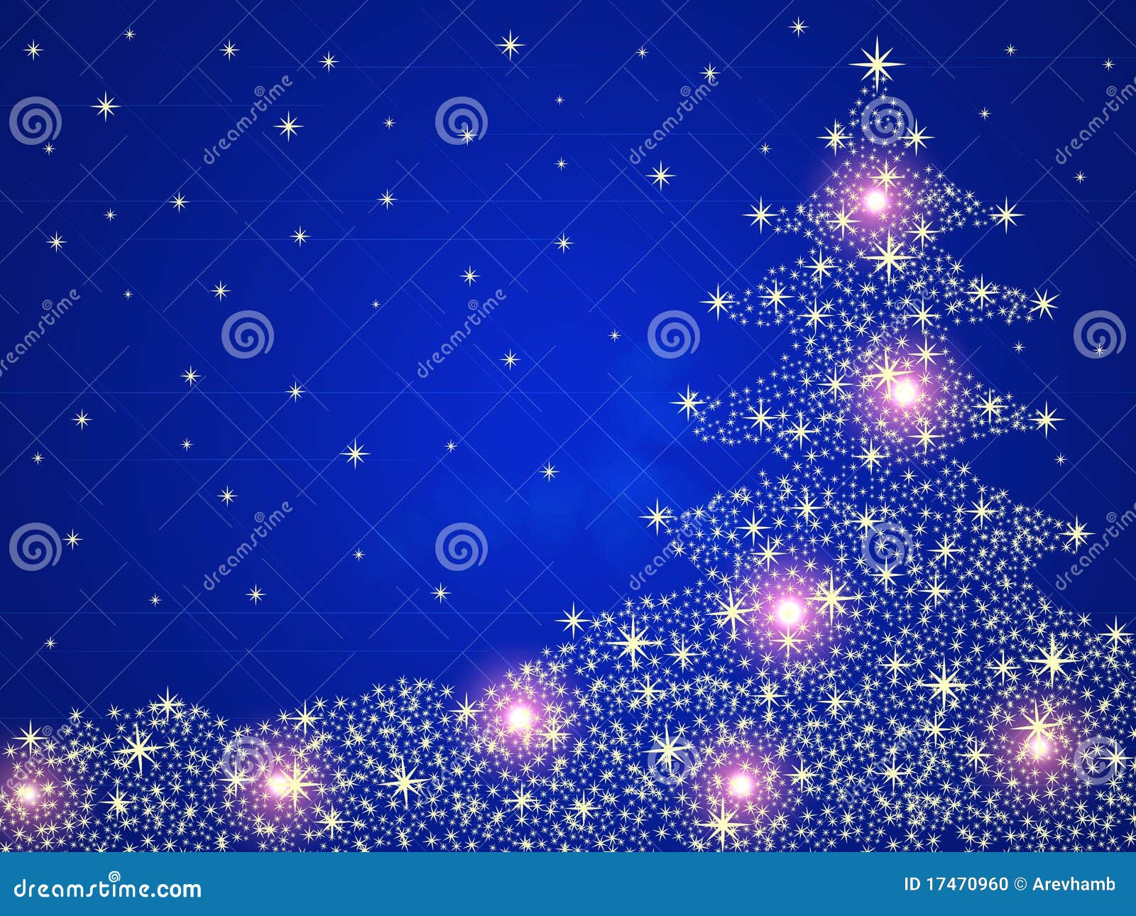 Christmas Tree Background with Stars and Light Stock Illustration ...