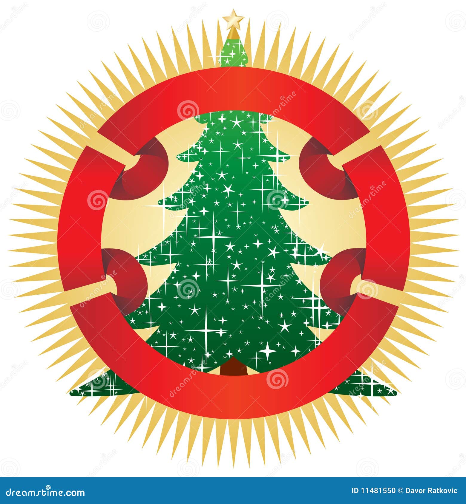 Christmas tree with banner stock vector. Illustration of holiday - 11481550