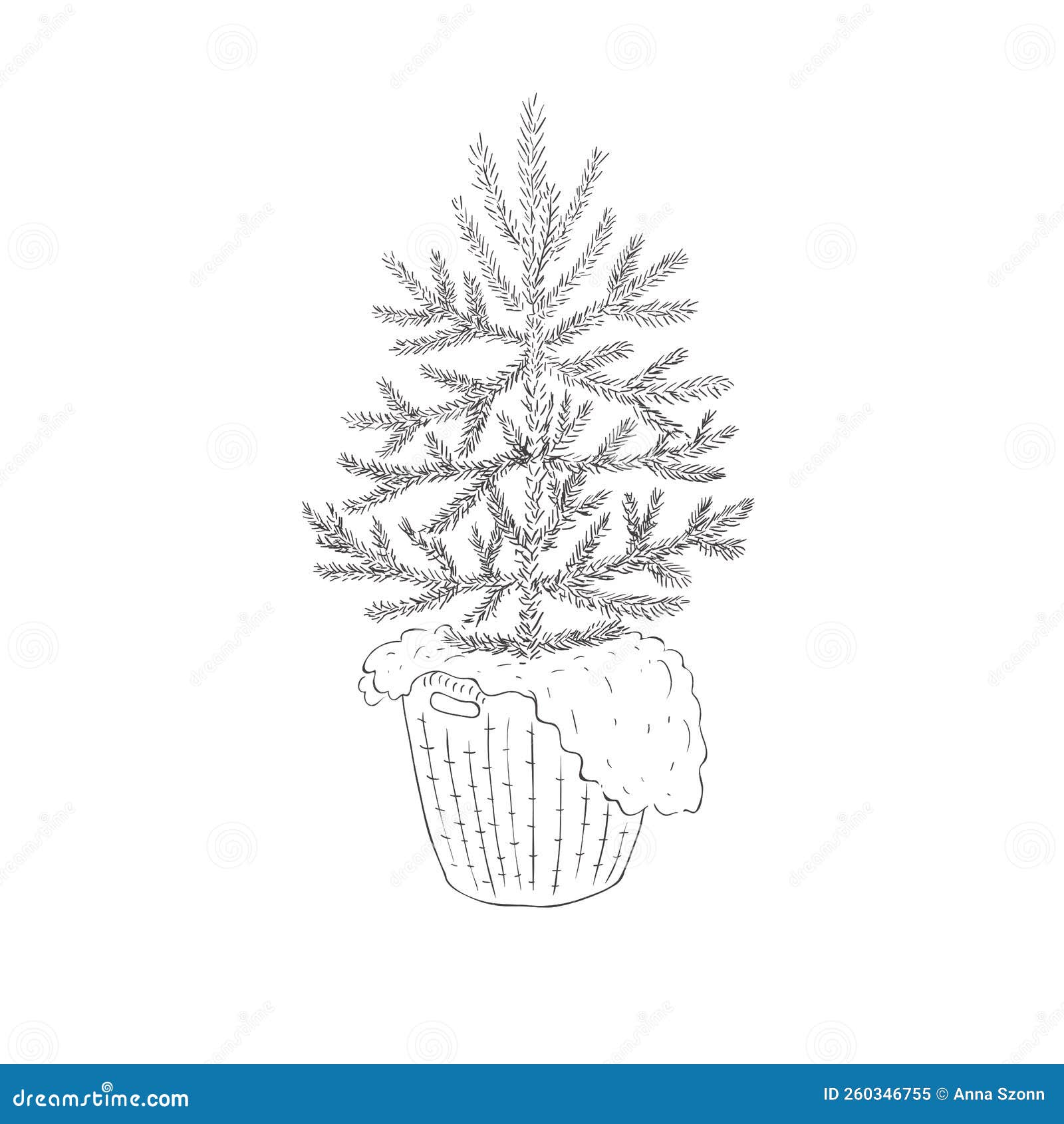 Christmas Tree in the Basket. Vector Stock Vector - Illustration of ...