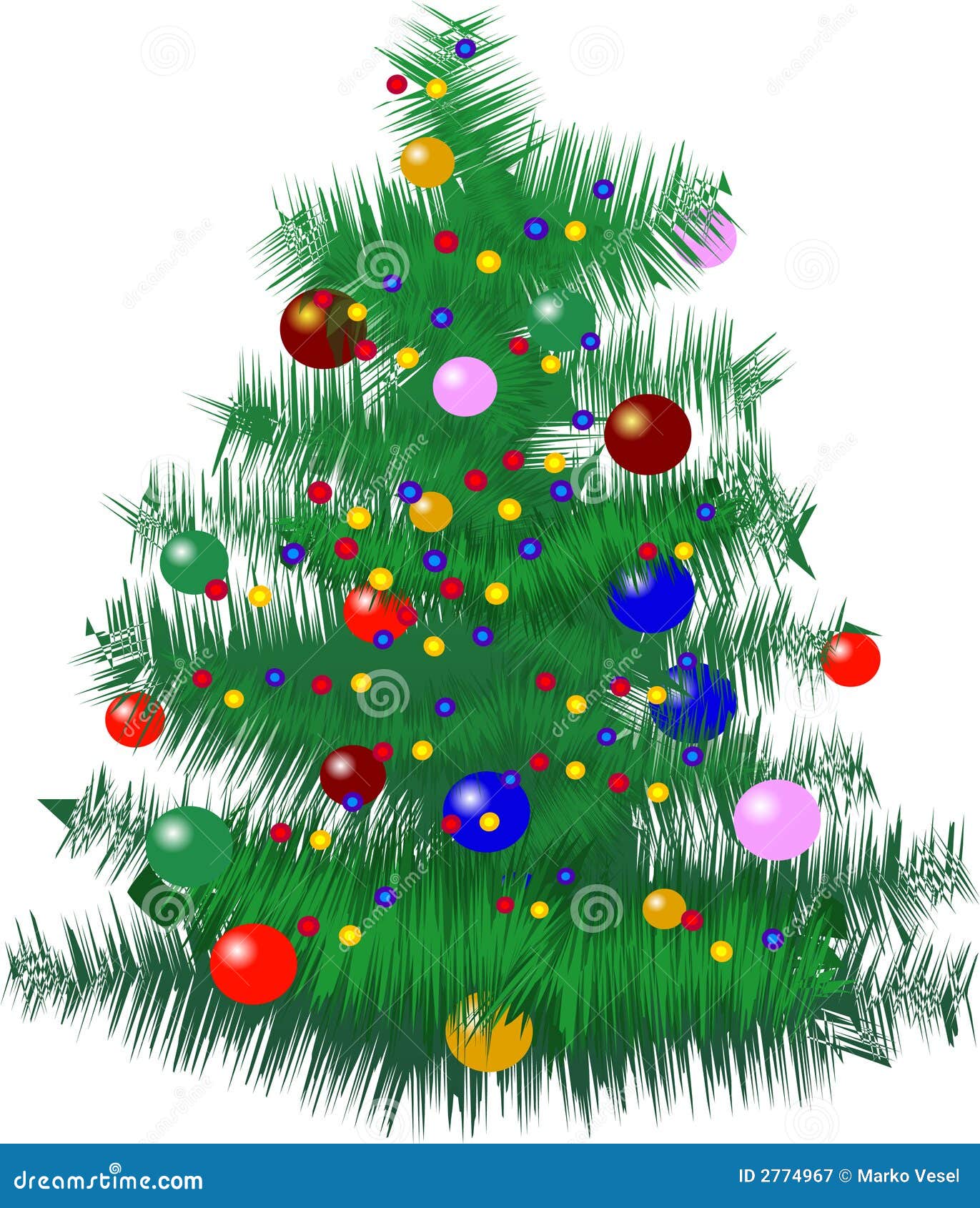 Christmas Tree with Baubles Stock Vector - Illustration of simple ...