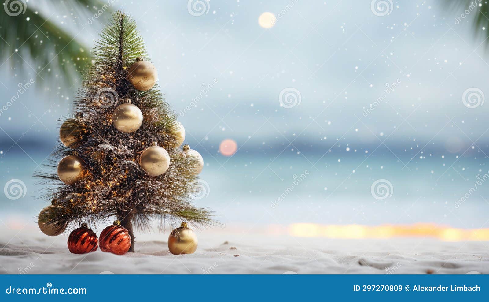 Christmas Tree on the Beach Stock Illustration - Illustration of ...