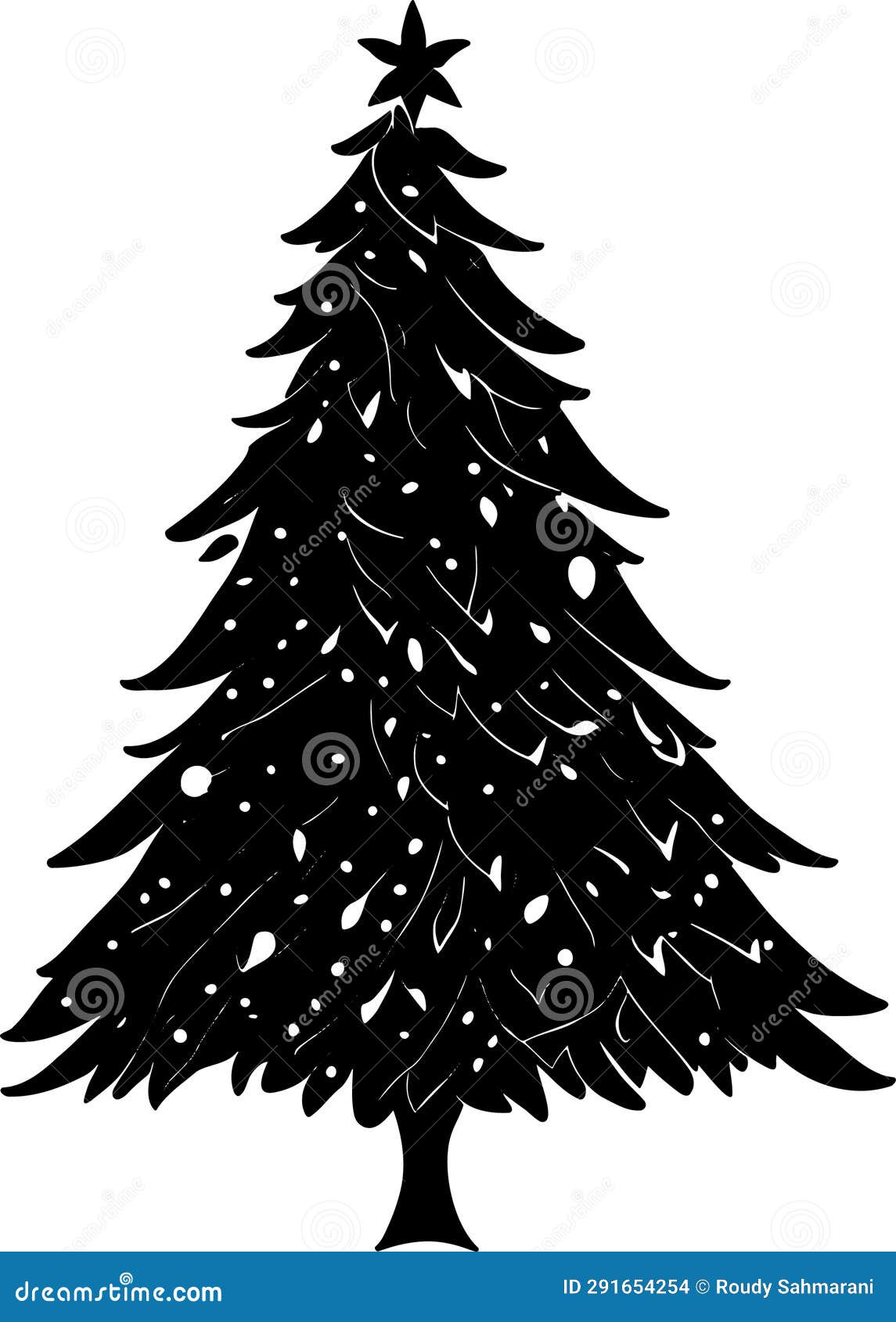 Christmas Tree Black and White Vector Stock Illustration - Illustration ...