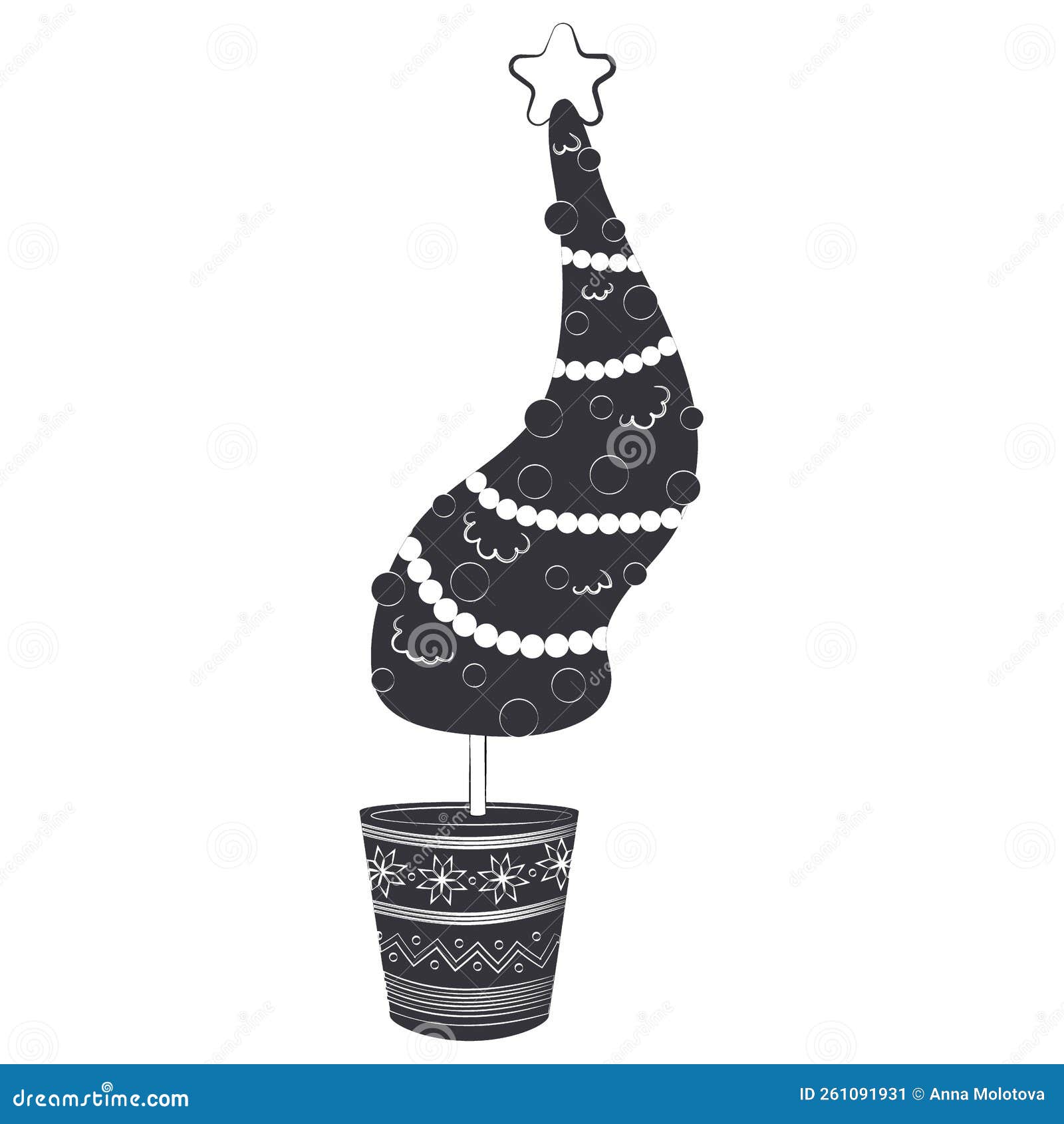 Christmas Tree Black and White Stock Vector - Illustration of ...