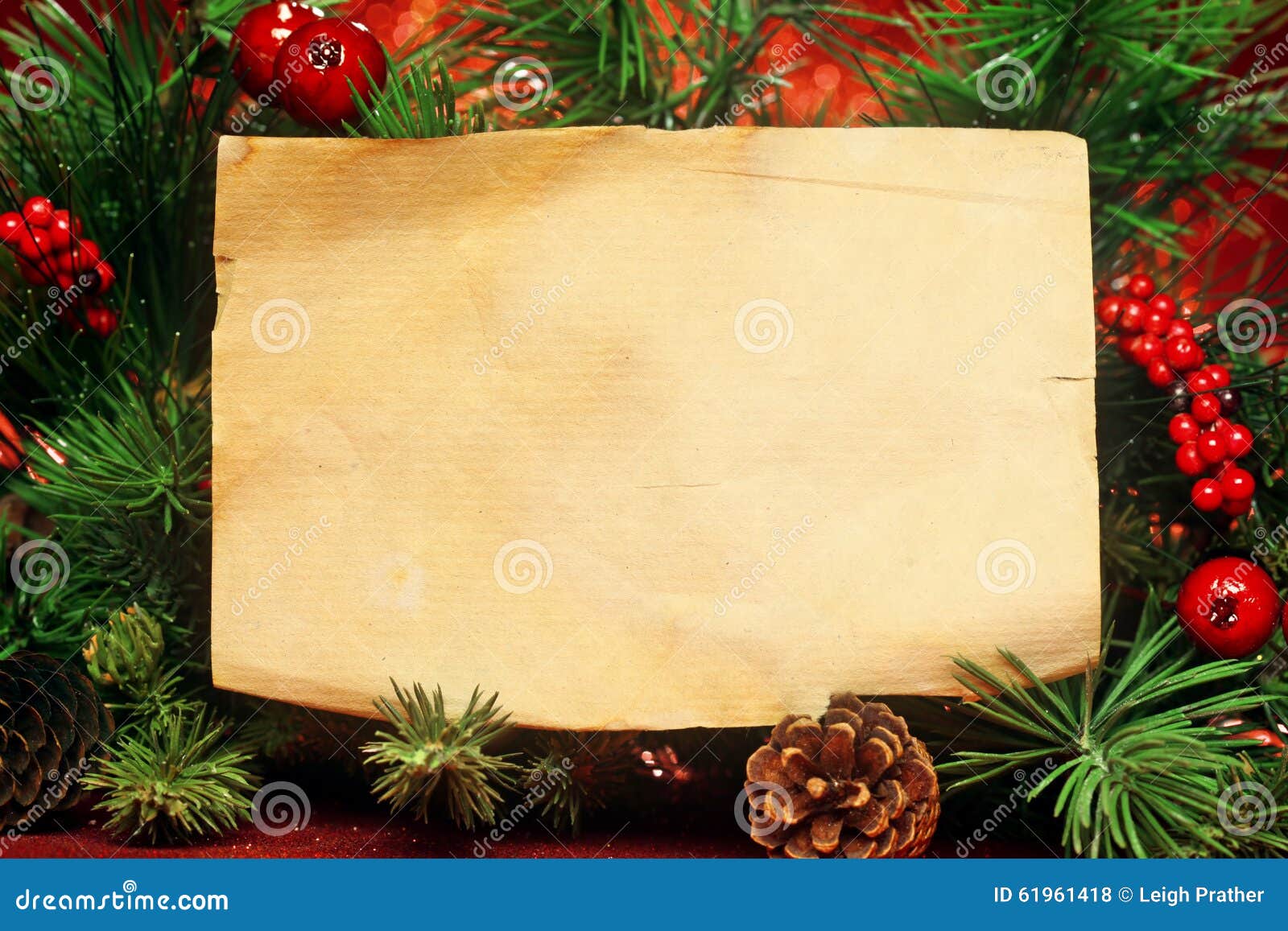 Christmas Tree with Blank Note Stock Photo - Image of green, decorative ...