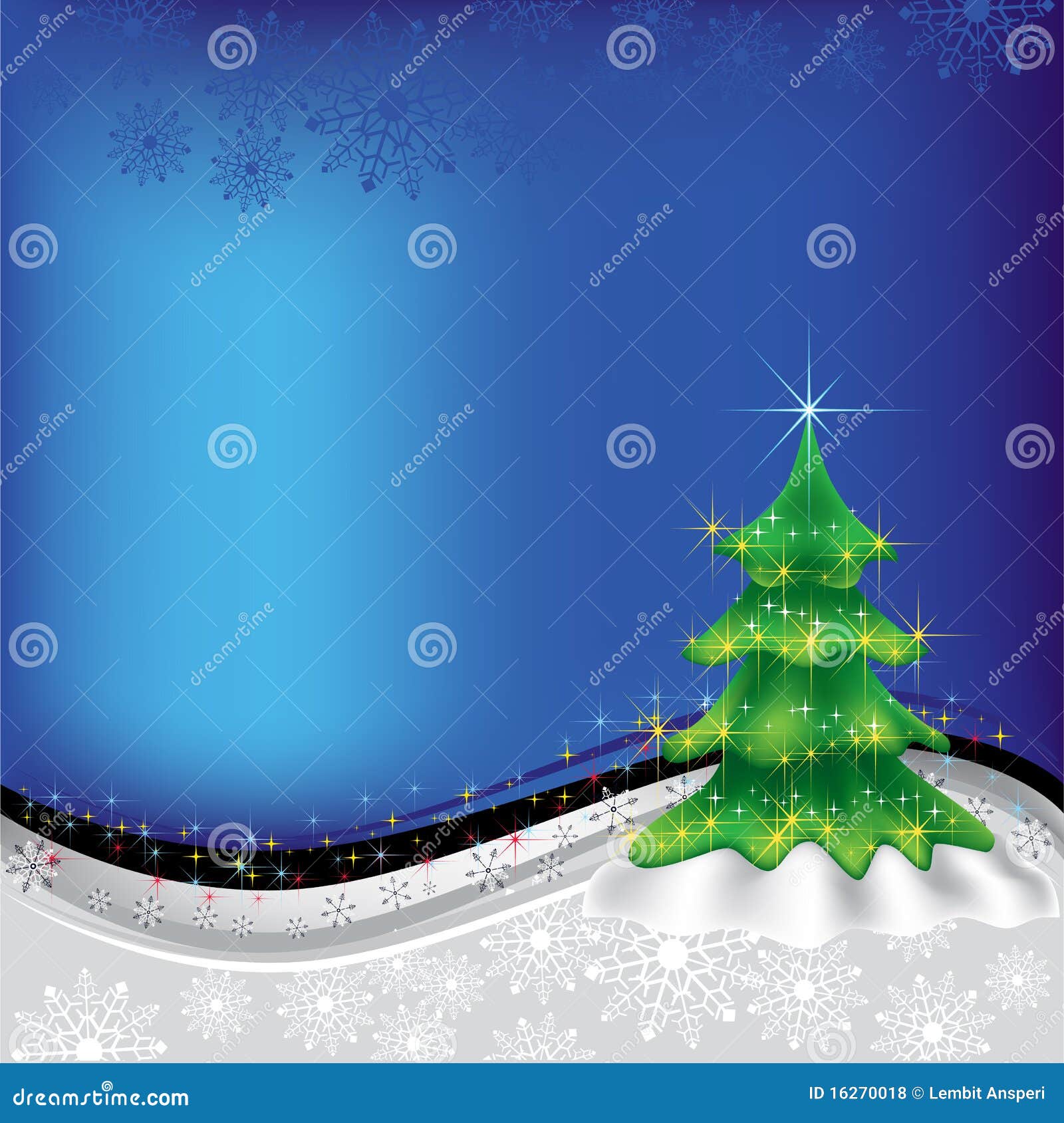 Christmas Tree Blue Background Stock Vector - Illustration of season ...
