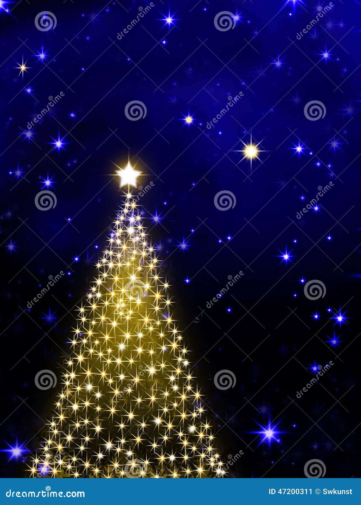 Christmas Tree on Blue Background. Stock Illustration - Illustration of ...
