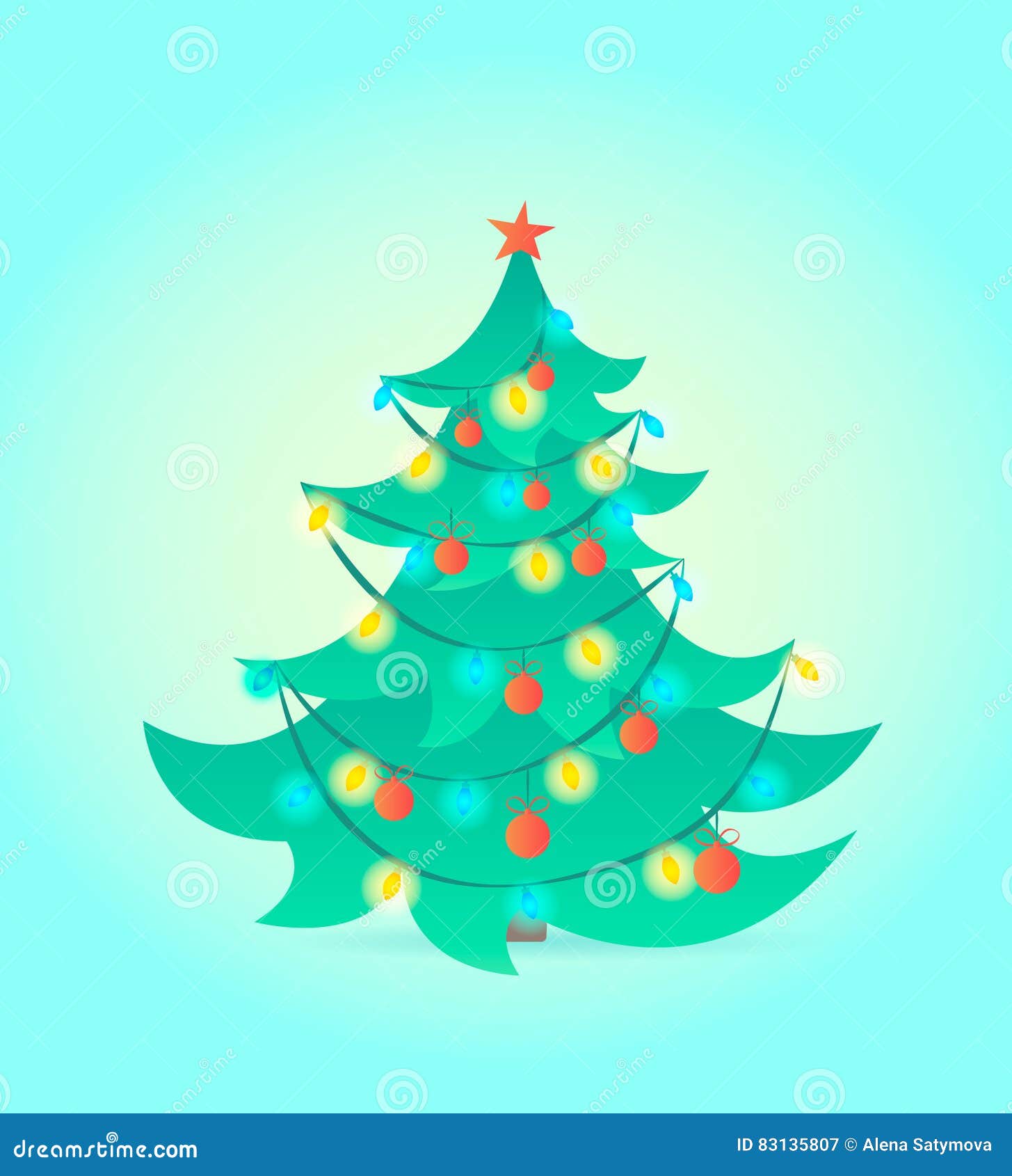 Christmas Tree on Blue Background. Vector Illustration Stock Vector ...