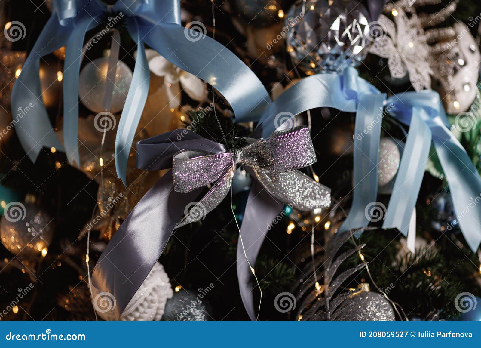 Christmas Tree in Blue Color Stock Image - Image of claus, greeting ...