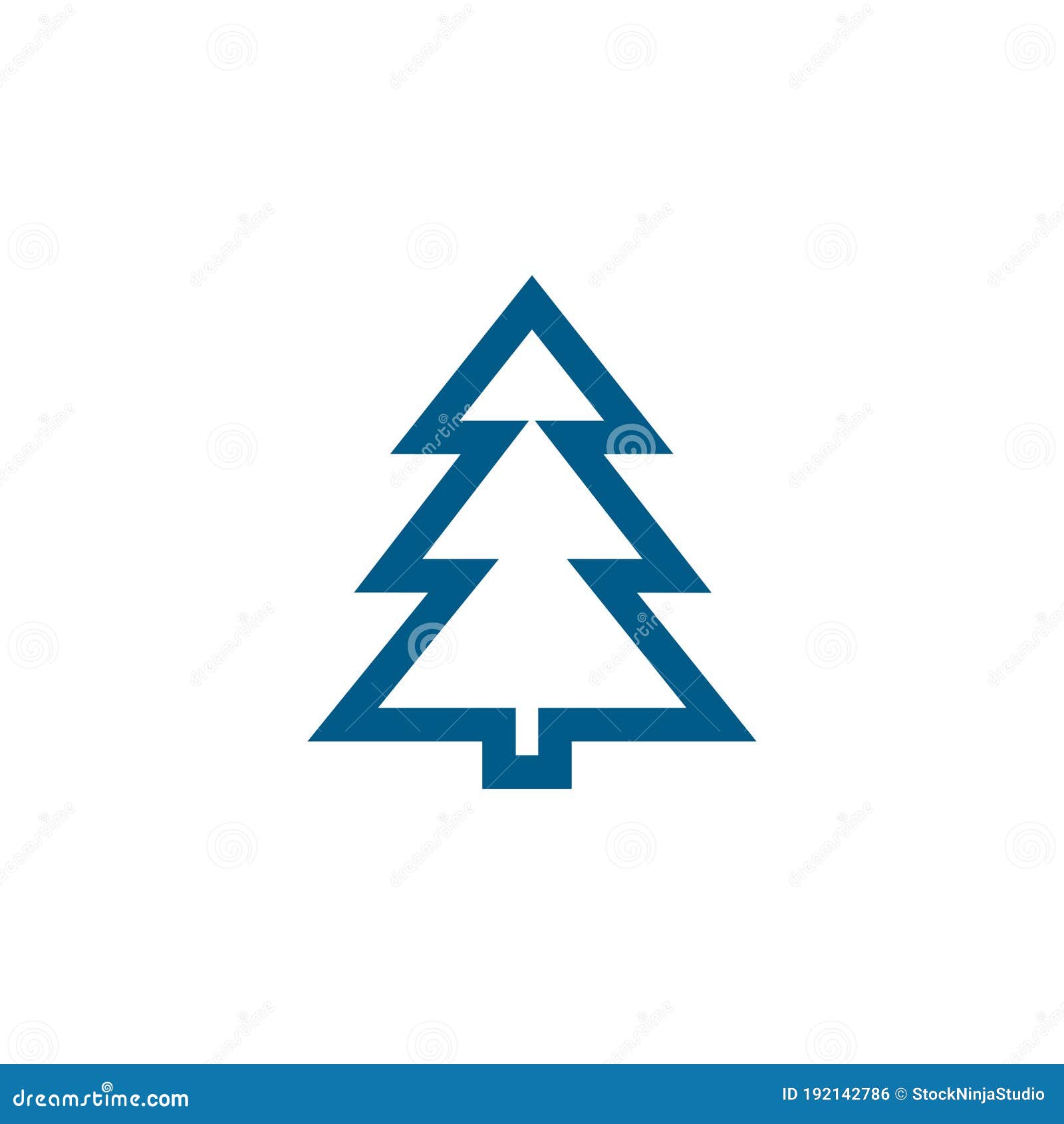 Christmas Tree Blue Icon on White Background. Blue Flat Style Vector ...