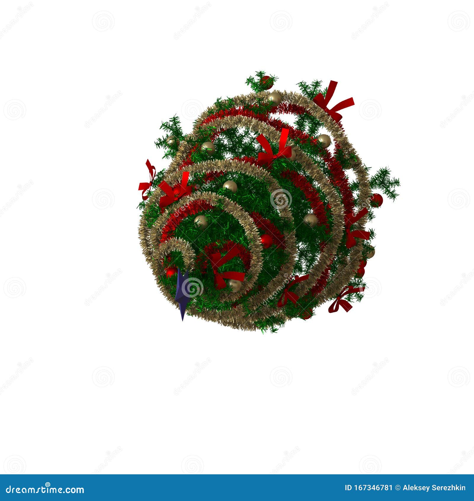 Christmas Tree with a Blue Star on the Top, Isolate on a White ...