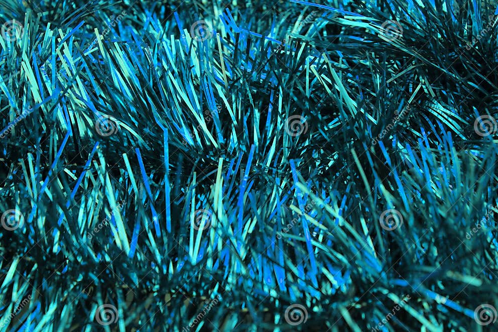 Christmas Tree a Blue Tinsel. Stock Image - Image of garland, shiny ...