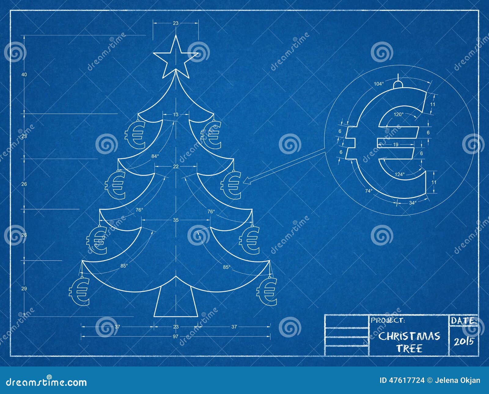 Christmas Tree Blueprint stock illustration. Illustration of ...