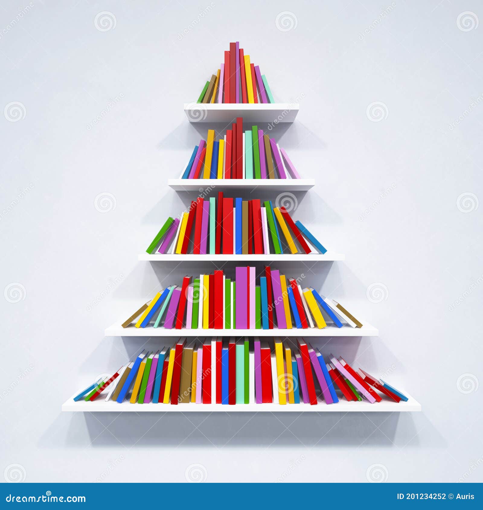 Christmas Tree from Books on the Shelf, 3d Render Stock Illustration ...