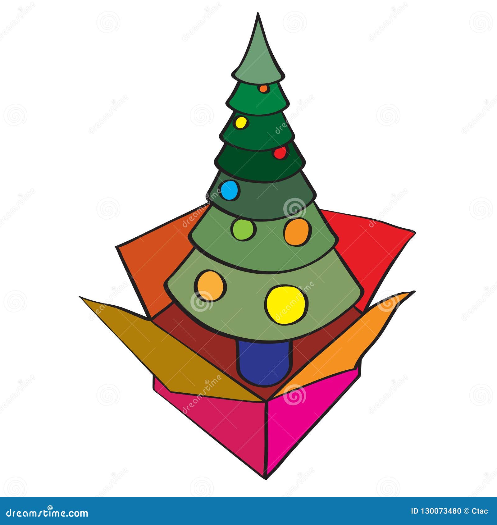 Christmas tree in a box stock vector. Illustration of decoration ...