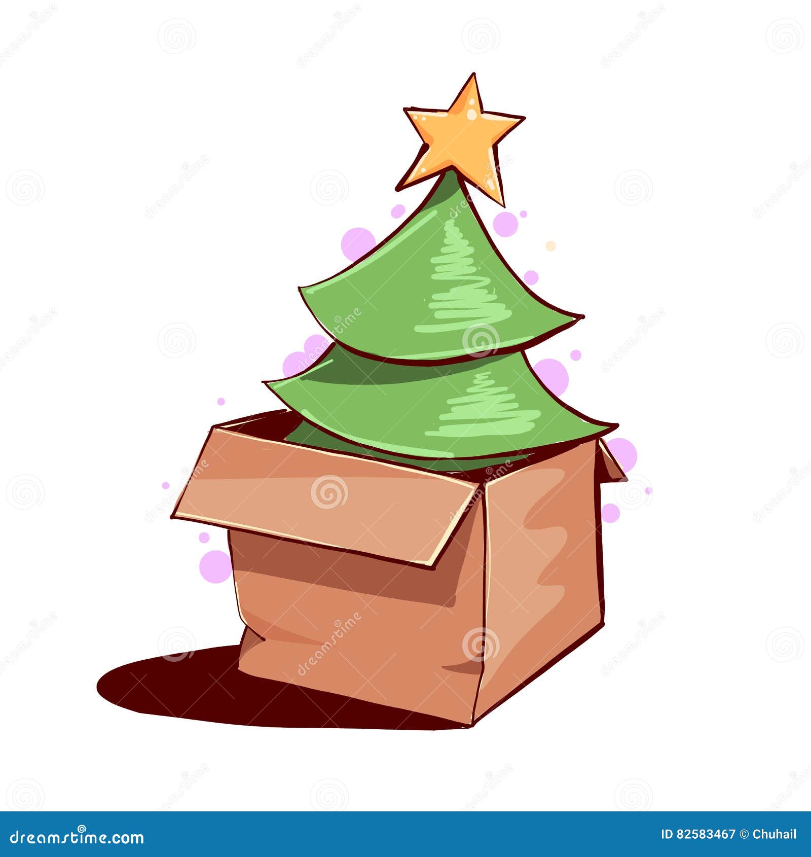 Christmas tree in a box. stock illustration. Illustration of holiday ...