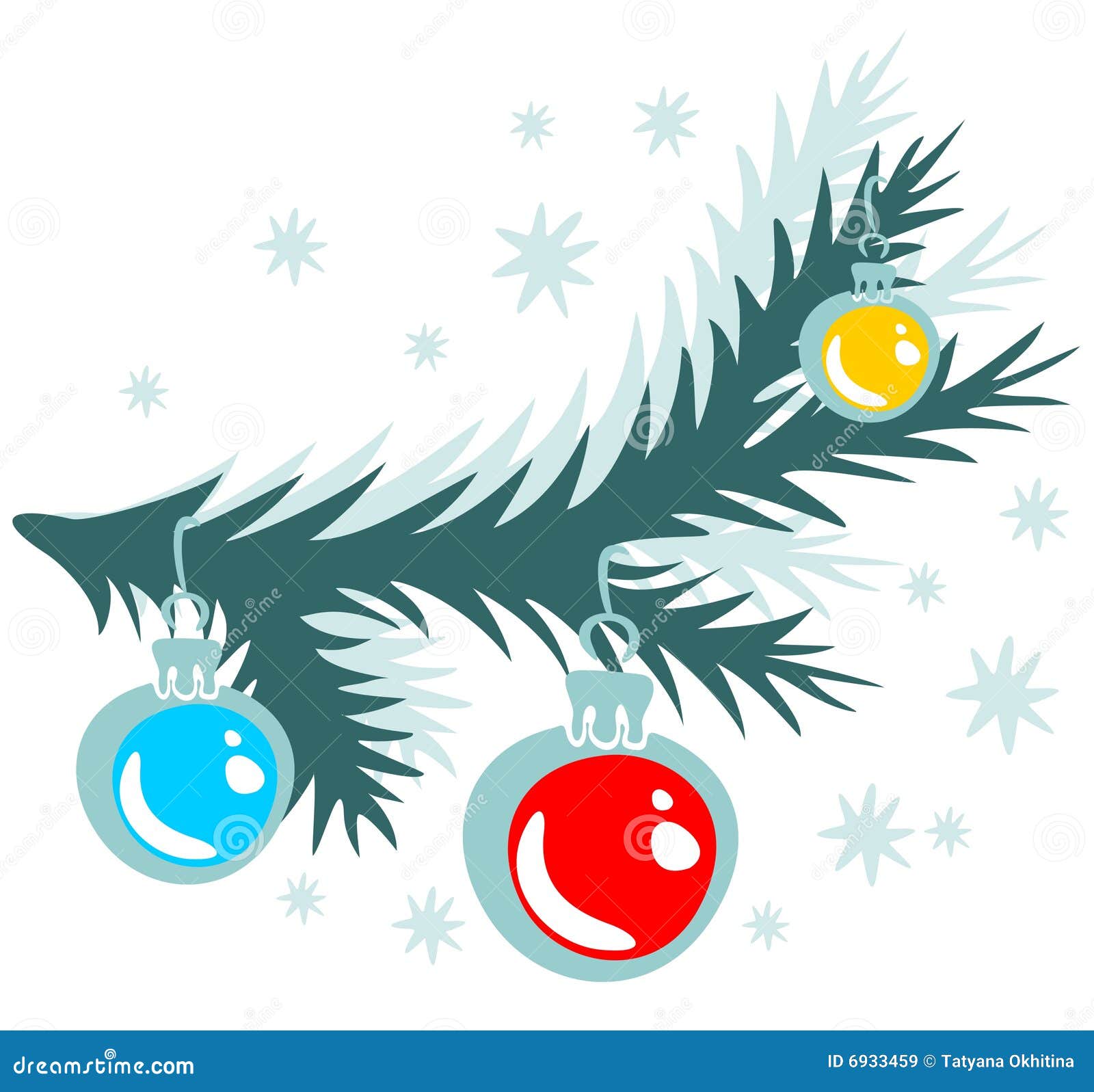Christmas tree branch stock vector. Illustration of white - 6933459